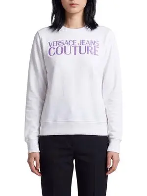 Versace Cotton Sweatshirt With Embroidered Logo - White 1