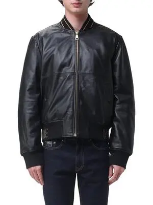 Versace Leather Bomber Jacket - Black