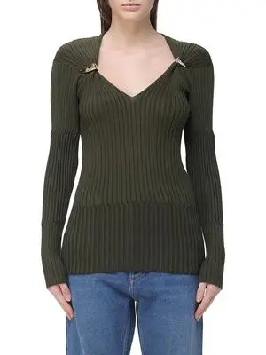 Bottega Veneta Ribbed Knit Sweater With Embellished Neckline - Green
