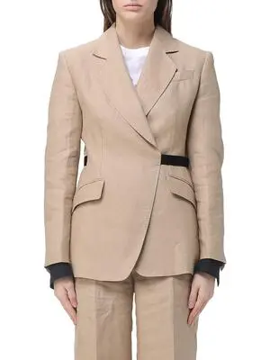 Max Mara Fionda Blazer In Linen With Webbing Brown