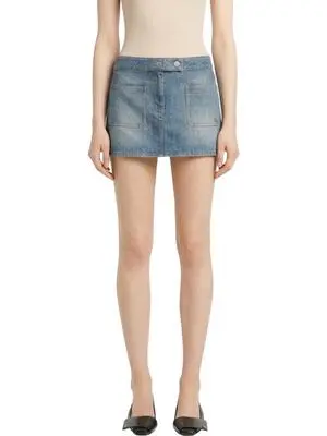 COURREGES Cotton Denim Mini Skirt - Blue