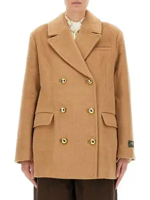 GANNI Double Breasted Coat - White