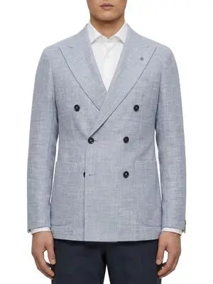 Tagliatore Double Breasted Jacket With Notch Lapels - Blue