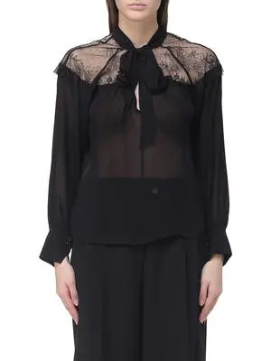 Patrizia Pepe Patrizia Pepe Chiffon Blouse With Lace Inserts Black