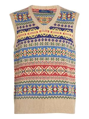 Polo Ralph Lauren Cotton-linen Fair Isle Sweater Vest - Brown