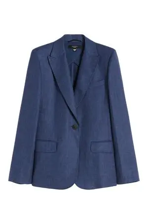 Max Mara Linen Single-breasted Blazer - Blue