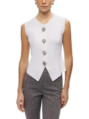 NOCTURNE Embellished Sleeveless Knit Top - Ivory