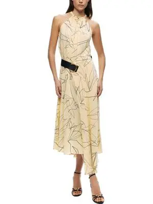 NOCTURNE Printed Halter Midi Dress - Multi-colored