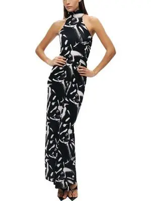 NOCTURNE Printed Halter Maxi Dress - Multi-colored