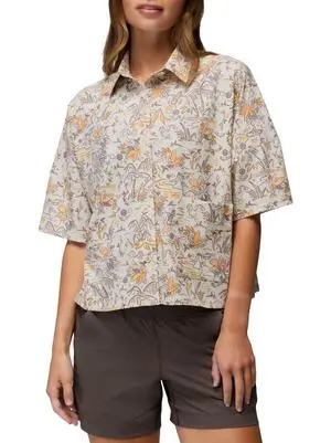 Prana Railay Crop Button-Up Shirt Beach Pebble Vacation