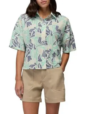 Prana Railay Crop Button-Up Shirt Sea Glass Seaweed