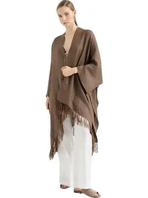 Brunello Cucinelli Linen Cover Poncho - Brown