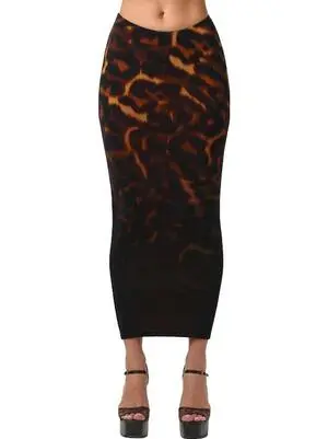 Naked Wardrobe Printed Body-con Maxi Skirt - Tortoise