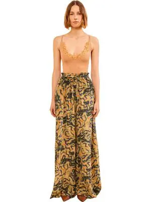 Ulla Johnson Sawyer Silk Printed Wide-leg Trousers - Geode