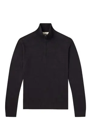 PIACENZA CASHMERE 1733 Cashmere And Linen-blend Half-zipped Sweater - Black