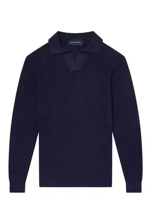 Thom Sweeney Cotton Polo Sweater - Blue
