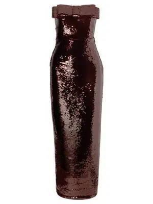 THE NEW ARRIVALS ILKYAZ OZEL Sisu Sequined Gown - Burgundy