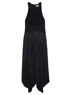 REISS Rachel Pleated Sleeveless Woven Midi Dress - Navy