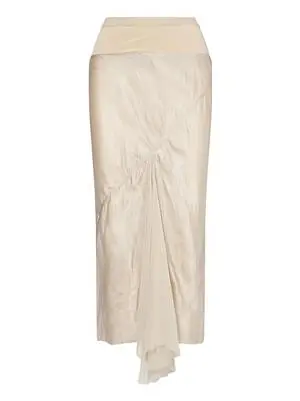Rick Owens A-line Bias Satin Midi Skirt - Sand