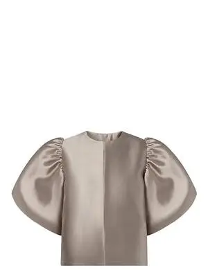 MALINA Cleo Pouf Balloon-sleeve Satin Blouse - Graphite