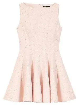 Maje Flared Rhinestone-embellished Tweed Mini Dress - Pink