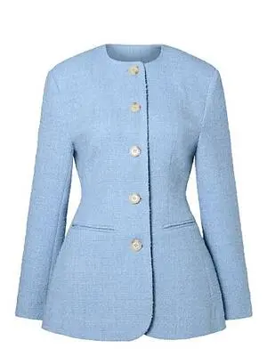 MALINA Carol Fitted Wool-blend Blazer - Sky
