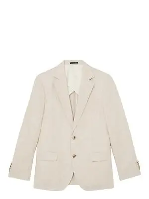 REISS Atlantic Single-breasted Linen Blazer - Stone