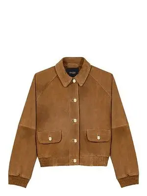 Maje Relaxed-fit Suede Jacket - Camel