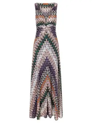 Missoni Gathered Striped Crochet-knit Maxi Dress - Multi