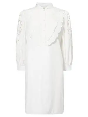 Valentino Garavani Embroidered Long-sleeve Cotton Mini Dress - Bianco