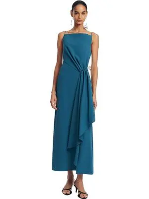 Lela Rose Fluid Crepe A-line Draped Dress - Red