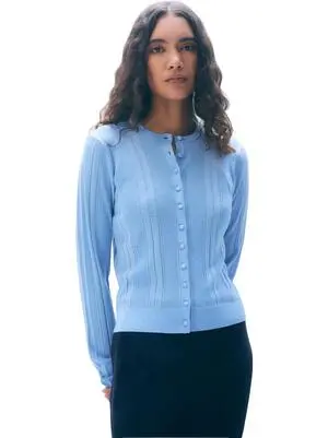 WHITE & WARREN Superfine Merino Wool Cardigan - Blue