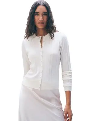 WHITE & WARREN Superfine Merino Wool Cardigan - Red