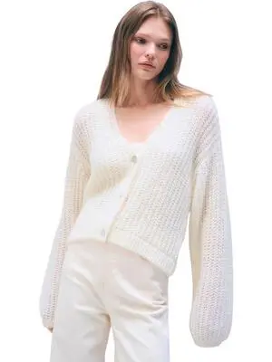 WHITE & WARREN Mohair Luxe Open Cardigan