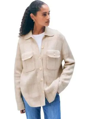 WHITE & WARREN Cashmere Luxe Button Down Shacket - Red