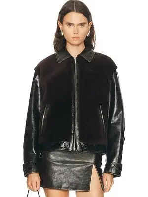 Miu Miu Vitello Leather Jacket - Nero