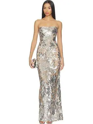 BRONX AND BRONCO Dahlia Strapless Maxi Dress Dark Silver