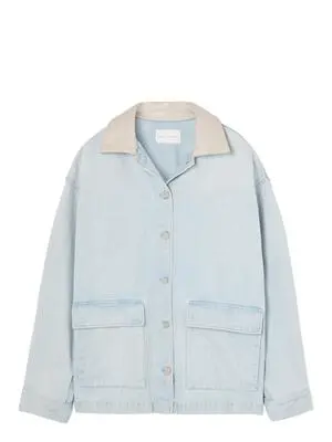 AGOLDE Maria Mcmanus Oversized Leather-trimmed Denim Jacket - Blue