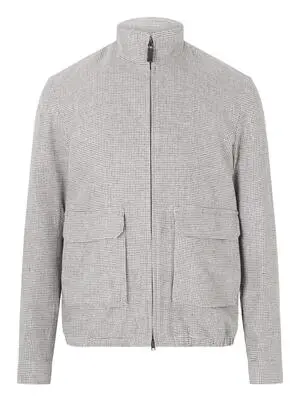 Herno Houndstooth Linen-blend Bomber Jacket - Gray