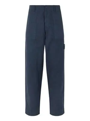 Stone Island Ghost Straight-leg Linen Trousers - Blue
