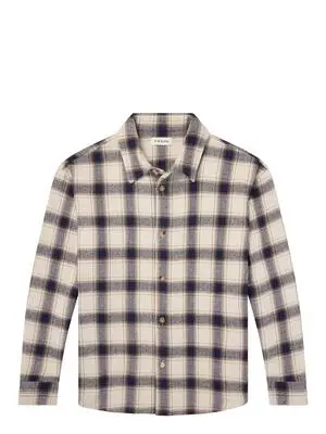 FRAME Checked Cotton-blend Flannel Overshirt - Cream