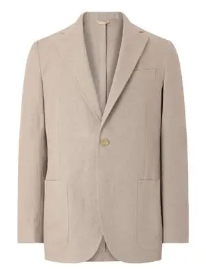 DE PETRILLO De Petrillo - Linen Single-Breasted Blazer - Men - Neutrals  Sand