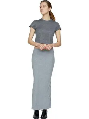 ATM Anthony Thomas Melillo Modal Ribbed Maxi Skirt - Medium Heathered Grey