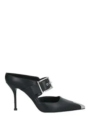Alexander McQueen Leather Mules With Appliqués - Black