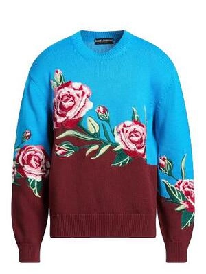 Dolce & Gabbana Sweater Intarsia-knit Embroidered - Azure