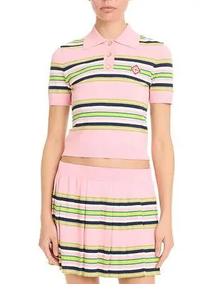 Casablanca Striped Fitted Knit Polo - Multi