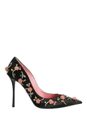 Dolce & Gabbana Satin Pumps With Floral Embellishments - Multicolor