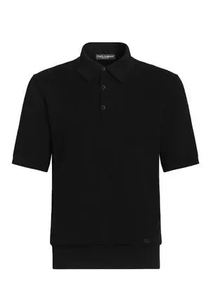 Dolce & Gabbana Micro-rib Cotton Polo Shirt - Black