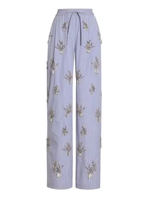 Dolce & Gabbana Floral Embroidered Poplin Trousers - Multicolor