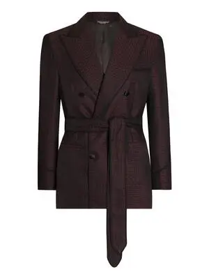 Dolce & Gabbana Double-breasted Micro-pattern Jacquard Jacket - Multicolor